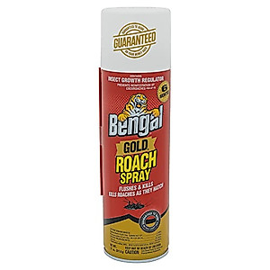 Bengal Gold Roach Spray, Odorless Stain-Free Dry Aerosol Killer Spray with Insect Growth Regulator, 11 Oz. Aerosol Can