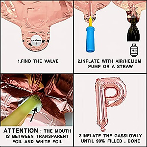 Rose Gold Birthday Party Decoration, 50PCS Rose Gold & Confetti Latex Balloons, Happy Birthday Balloons Banner with 2 Foil Fringe Curtains, Birthday Decorations for Women Girls