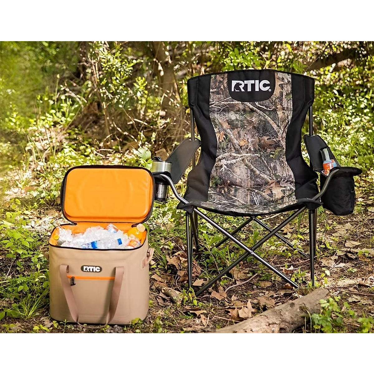 RTIC Big Bear Chair, Black/Camo, Portable Outdoor Camping Chair with Arm Rest, Folds Quickly for Easy Storage, 400lb Max Weight Capacity