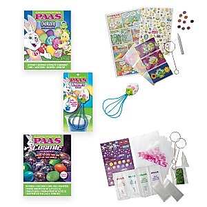 PAAS Easter Egg Decorating Bundle, Includes 1 Deluxe Kit, 1 Cosmic Egg Dying Kit, and PAAS Whiskers for Easy Egg Dying, Food Safe Dye for Family Easter Activity (3 Piece Bundle)