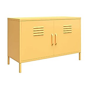 Novogratz Cache 2 Door Metal Locker Accent, Yellow Cabinet