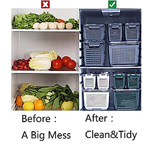 3-pack Vegetable and Fruit Storage Containers for Fridge Organizer Produce Saver Containers for Refrigerator Lettuce Berry Salad Cabbage Keeper BPA-Free Kitchen Organization with Lids and Air Vents (Grey)