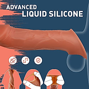 ROSYROSY Vibrating Cock Sleeve Penis Ring Sex Toys, Ultra-Soft Penis Extender with 10 Vibrations for Prolonged Erection, Realistic Silicone Pennis Enlarger Dildo Adult Toys for Men Couple