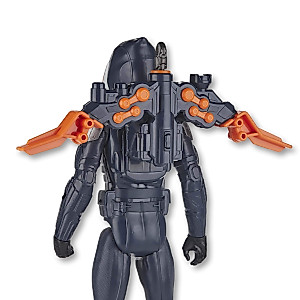 Marvel Black Widow Titan Hero Series Blast Gear Taskmaster Action Figure, 12-Inch Toy, with Launcher and Projectiles, Ages 4 and Up