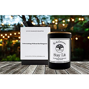 Stay Lit - Citrus & Champagne Scent, Natural Soy Wax Candle, Funny Witty Gift Box for Women Girlfriend Men, Luxury Long Lasting, Aromatherapy, Gag, Joke, Hostess, New Home, House Warming Present, 9 oz