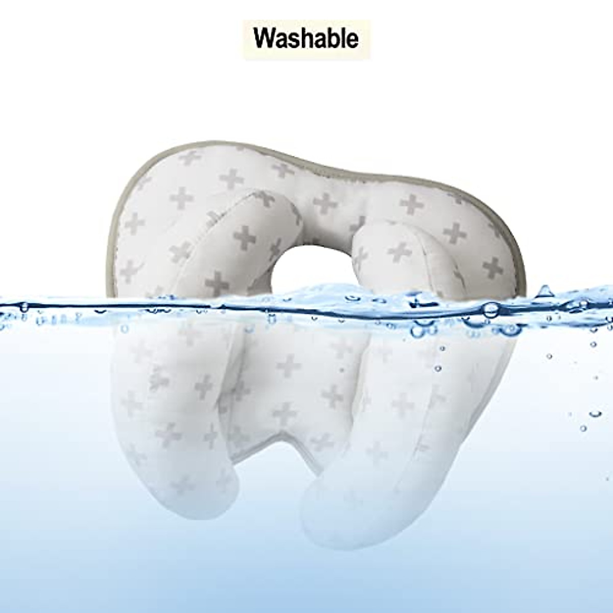 vocheer 2 in 1 Baby Travel Pillow, Baby Head Support Pillow Stroller Pillow with Banana Neck Pillow for Newborn,Light-Grey