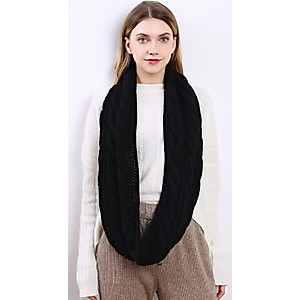 NEOSAN Womens Thick Ribbed Knit Winter Infinity Circle Loop Scarf Twist Black