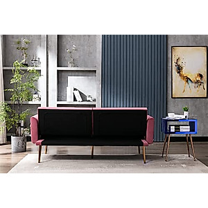 SZLIZCCC 68“-Button Velvet Sofa, Accent Sofa, Mid Century Modern Velvet Fabric Couch， Convertible Futon Sofa Bed ，Sleeper Sofa Sofa Bed (Carmine)