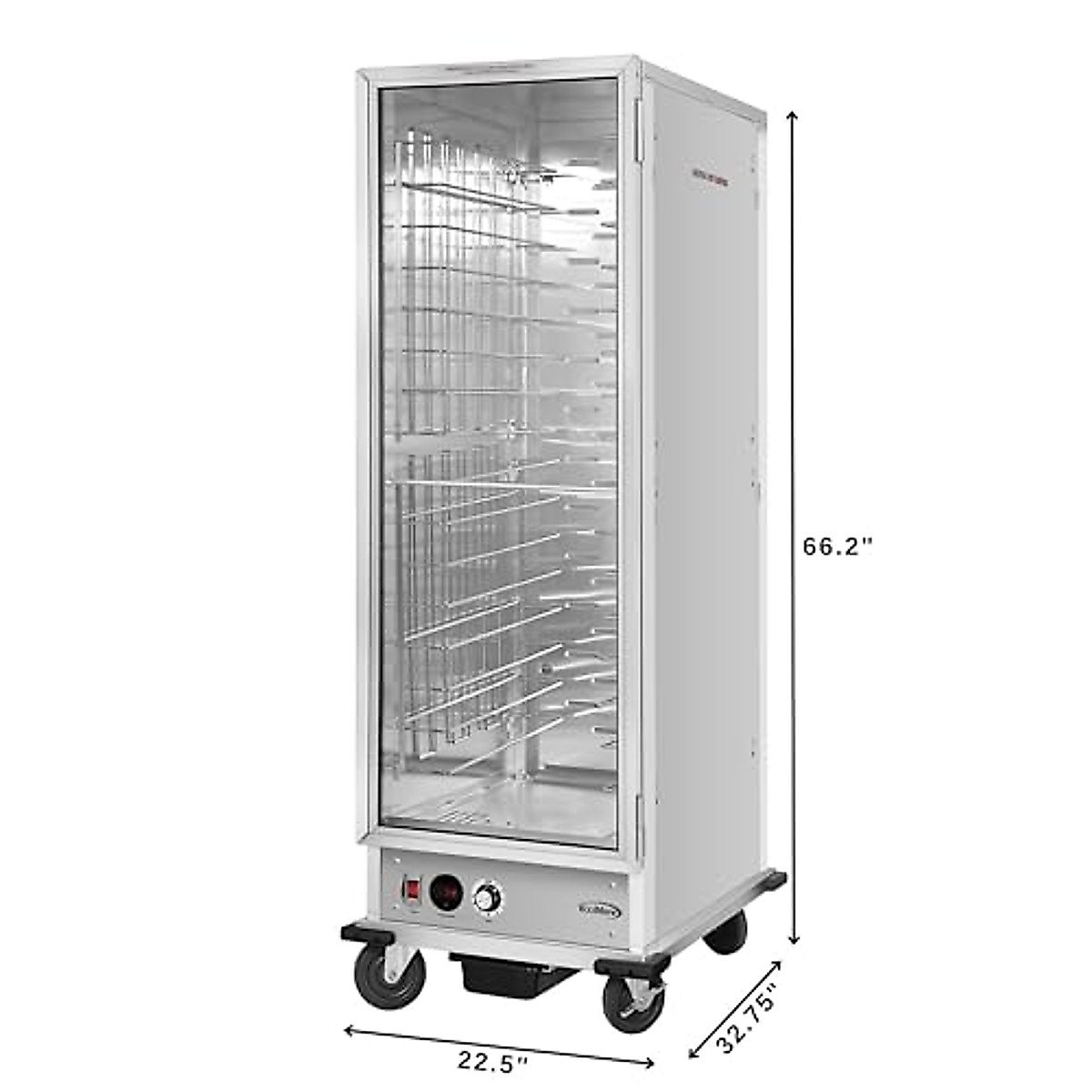 KoolMore 33 in. Commercial Non-Insulated Heated Holding Cabinet with Wire Racks and Glass Door in Silver, UL and NSF Listed (KM-CH36-WNGL)