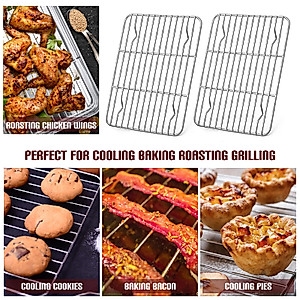 E-far Small Baking Rack Set of 2, Stainless Steel Metal Roasting Cooking Racks, Size – 8.6"x6.2", Non Toxic & Rust Free, Fit for Small Toaster Oven, Dishwasher Safe