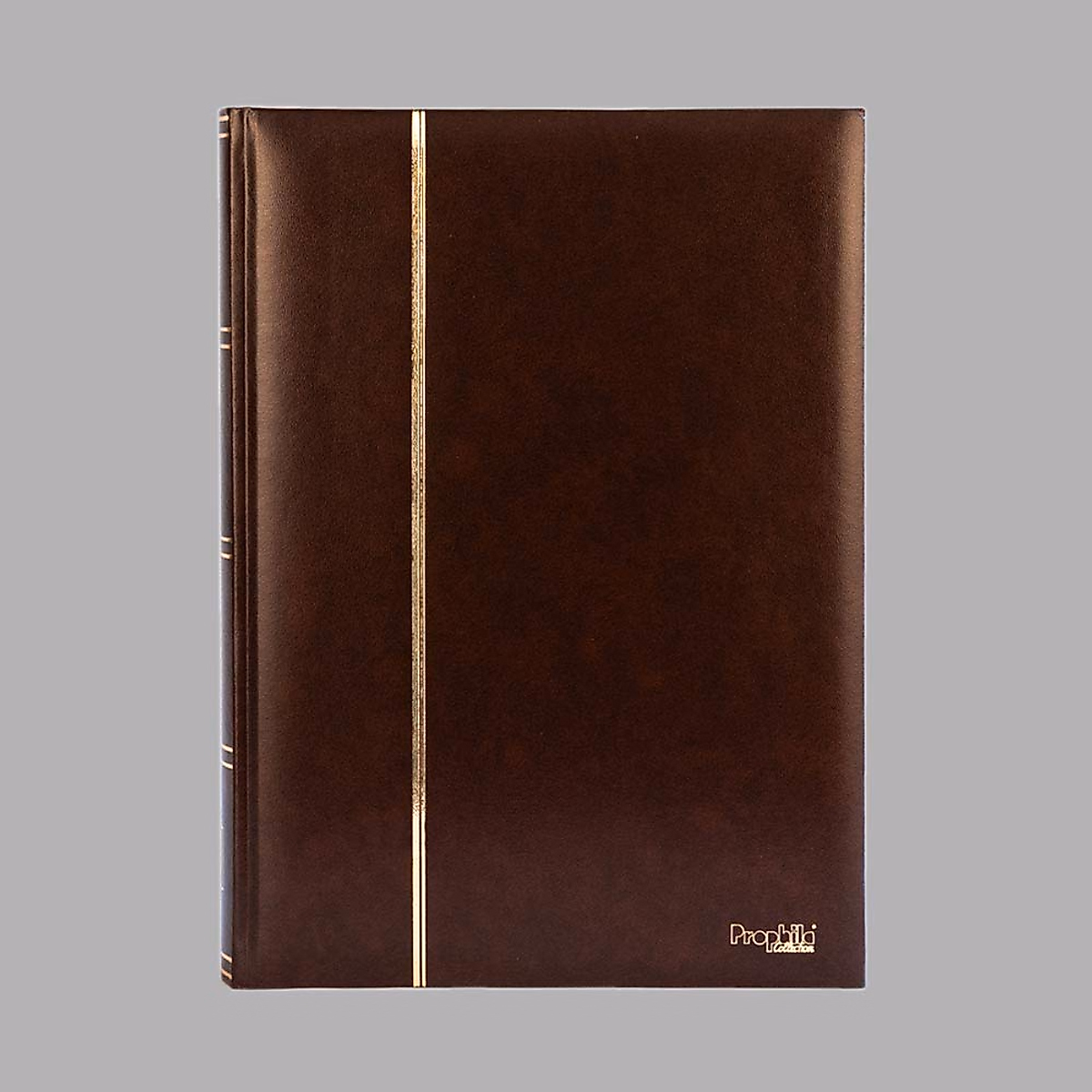 Prophila Stamp Album (New) 60 Black Sides, Padded Brown Cover