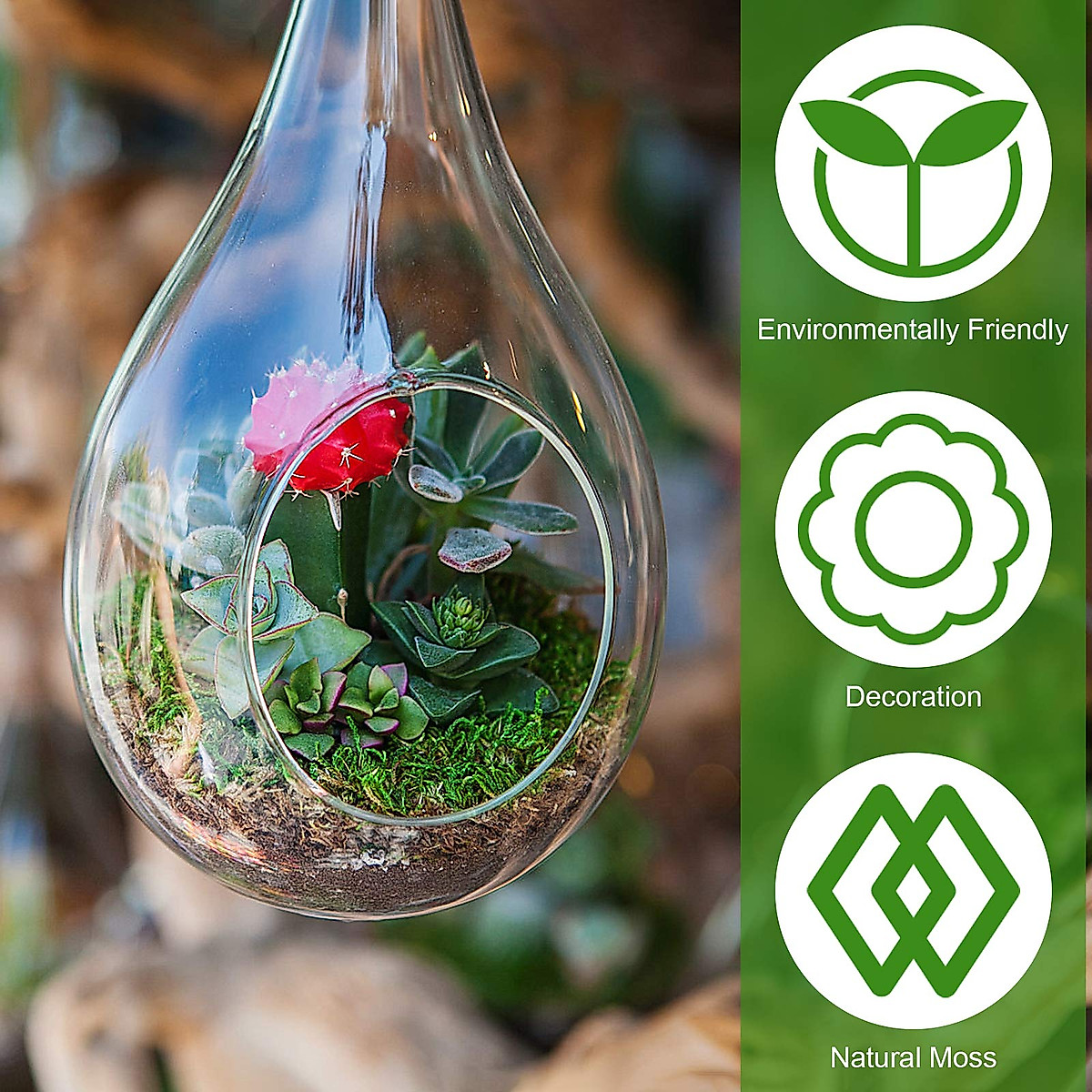 Veemoon 3 Packs of Artificial Moss Dried Moss Fake Lichen Plants for Home Fairy Garden Patio Decoration- Dark Green 60g/ Pack