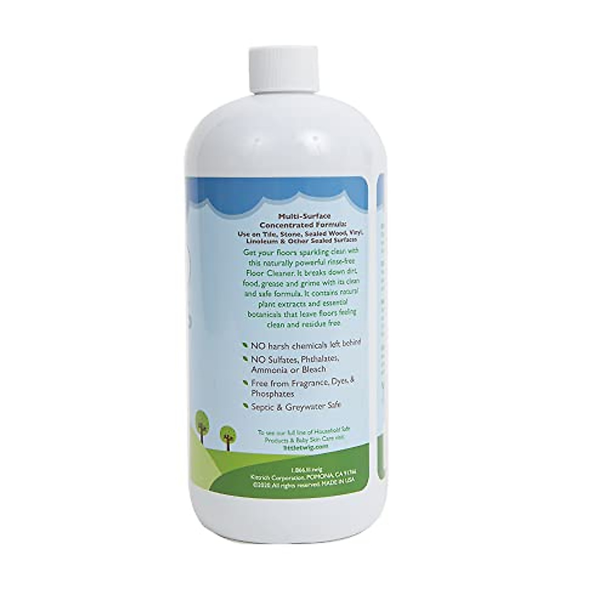 Little Twig Plant Based Concentrated Multi-Surface and Floor Cleaner with Eco-Friendly Ingredients & No Toxic Residue, Child & Pet Safe, Unscented, 32 Fluid Oz (LTWG-FCFF32-06)