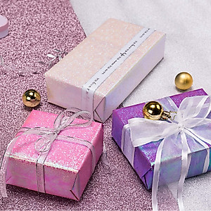 WRAPAHOLIC Wrapping Paper Roll - Pink/White/Purple Rainbow Color for Birthday, Wedding, Mother's Day, Valentine's Day, Holiday, Baby Shower Wrap - 3 Rolls - 30 inch X 120 inch Per Roll