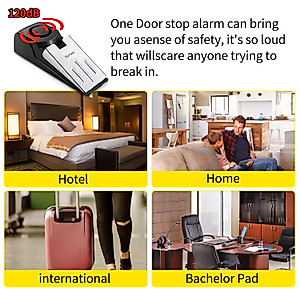 Door Stop Alarm with 120DB Floor Mounted Rubber Alarm Suitable for Travel, Hotels, Home appliances (Black)