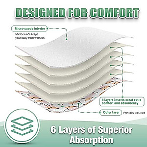 wegreeco Washable Reusable Baby Cloth Pocket Diapers 6 Pack + 6 Bamboo Inserts (with 1 Wet Bag, Flower)