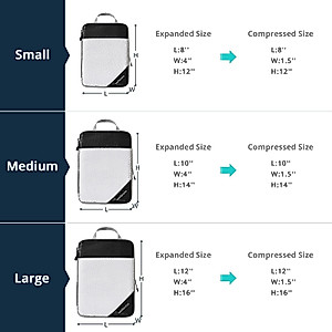 NICOSHOW 3 Set Compression Packing Cubes, Packing Cubes for Travel Compression, Compressible Packing Cubes Travel Essentials, Packing Organizers for Carry-on Luggage Suitcase, Black