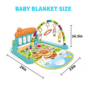MORITA BOKUJO Baby Gyms Play Mats,Music Lights Deluxe Gym Tummy Time Padded Mat for Newborn Toddler Infants Activity Center for Infants.
