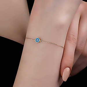 jewelryist 14k Solid Gold Protection Bracelet with Adjustable Chain - Size 7"