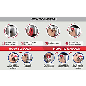 Vadiff Silicone Gas Stove Child Safety Knob Locks | Oven Knob Guard (5Pk)(Red)