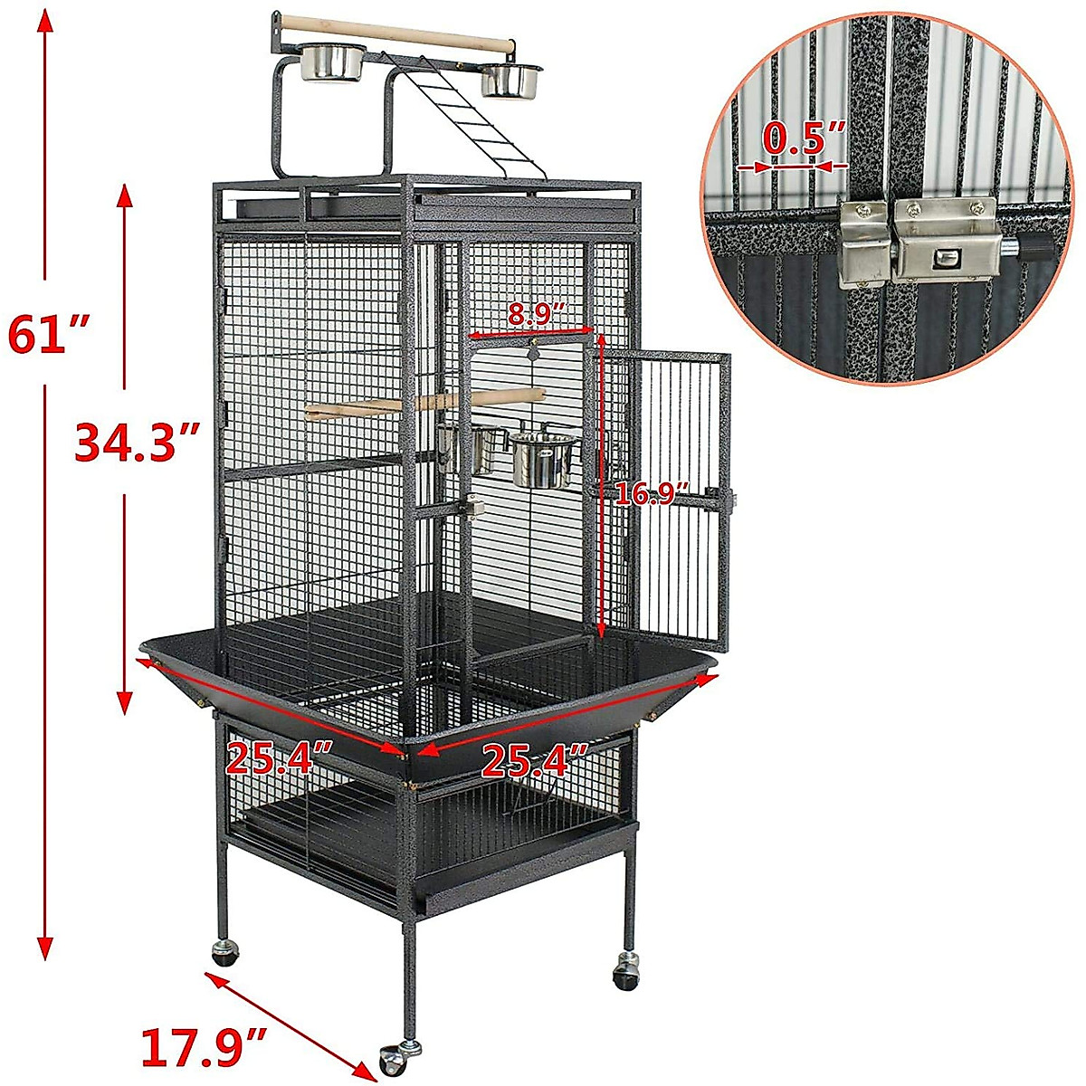 Nova Microdermabrasion 61 Inches Large Bird Cage Play Top Parrot Cockatiel Parakeet Chinchilla Macaw Cockatoo Cage W/Stand Perch Pet Supplies