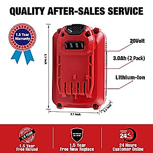 2Pack DSANKE CMCB204 3.0Ah 20V Lithium-ion Battery Replacement for Craftsman V20 Battery CMCB204 CMCB204-2 CMCB202 CMCB202-2 CMCB201 Craftsman V20 Battery