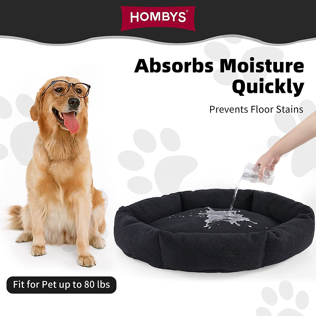 HOMBYS Chew Proof Dog Bed, Indestructible Dog Bed for Aggressive Chewers, Round Durable Tough Pet Bed, Waterproof Orthopedic Dog Pillow Bed for Large Dog (24" x30x7)