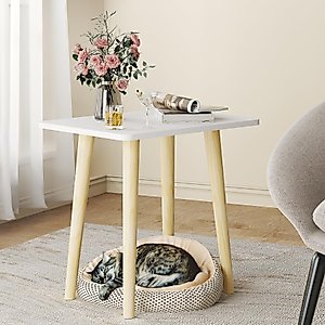 MIRROTOWEL Side Table, Small Table, Modern Home Decor Bedside Table for Living Room Bedroom Balcony Office,Easy to Assemble（White）