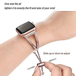 Secbolt Bling Bands Compatible with Apple Watch Band 38mm 40mm 41mm iWatch Series 8/7/6/5/4/3/2/1/SE, Women Dressy Metal Jewelry Bracelet Bangle Wristband Stainless Steel, Silver