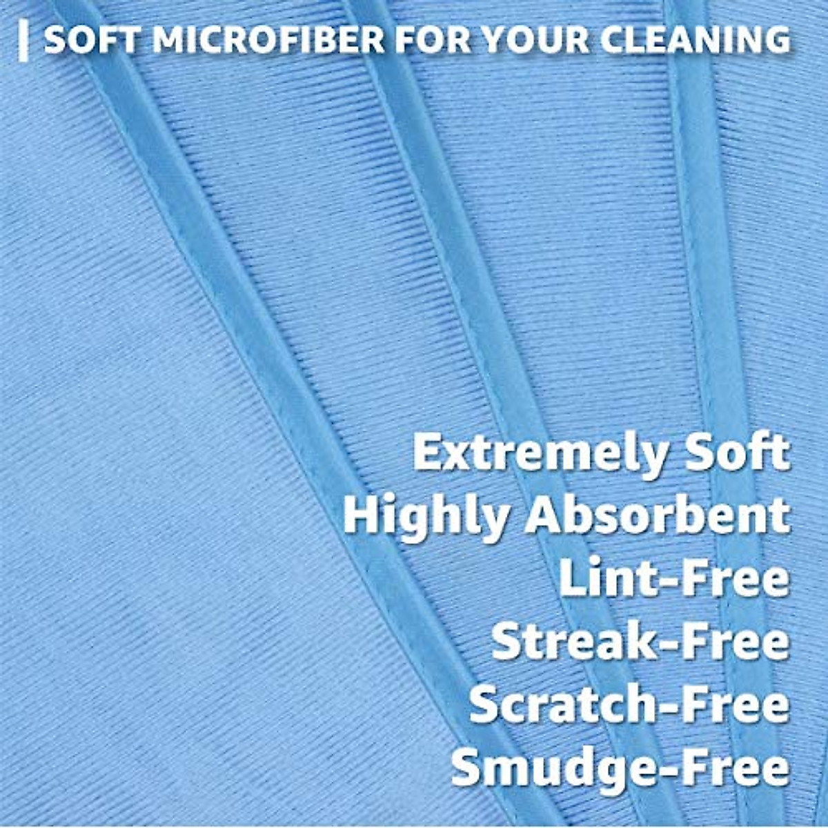 Silver Star Glass & Window Microfiber Cleaning Cloth – Reusable, Soft, Lint-Free, Streak-Free, Scratch-Free (Light Blue, 16" x 16", 6Pack)