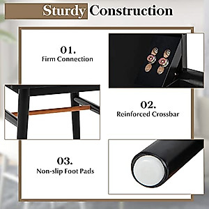 Giantex Rattan Nightstand Set of 2, Boho End Side Table with Rattan Decorated Storage Drawer & Solid Wood Legs, Mid-Century Modern Bedside Table for Bedroom Small Space, Easy Assembly, Black