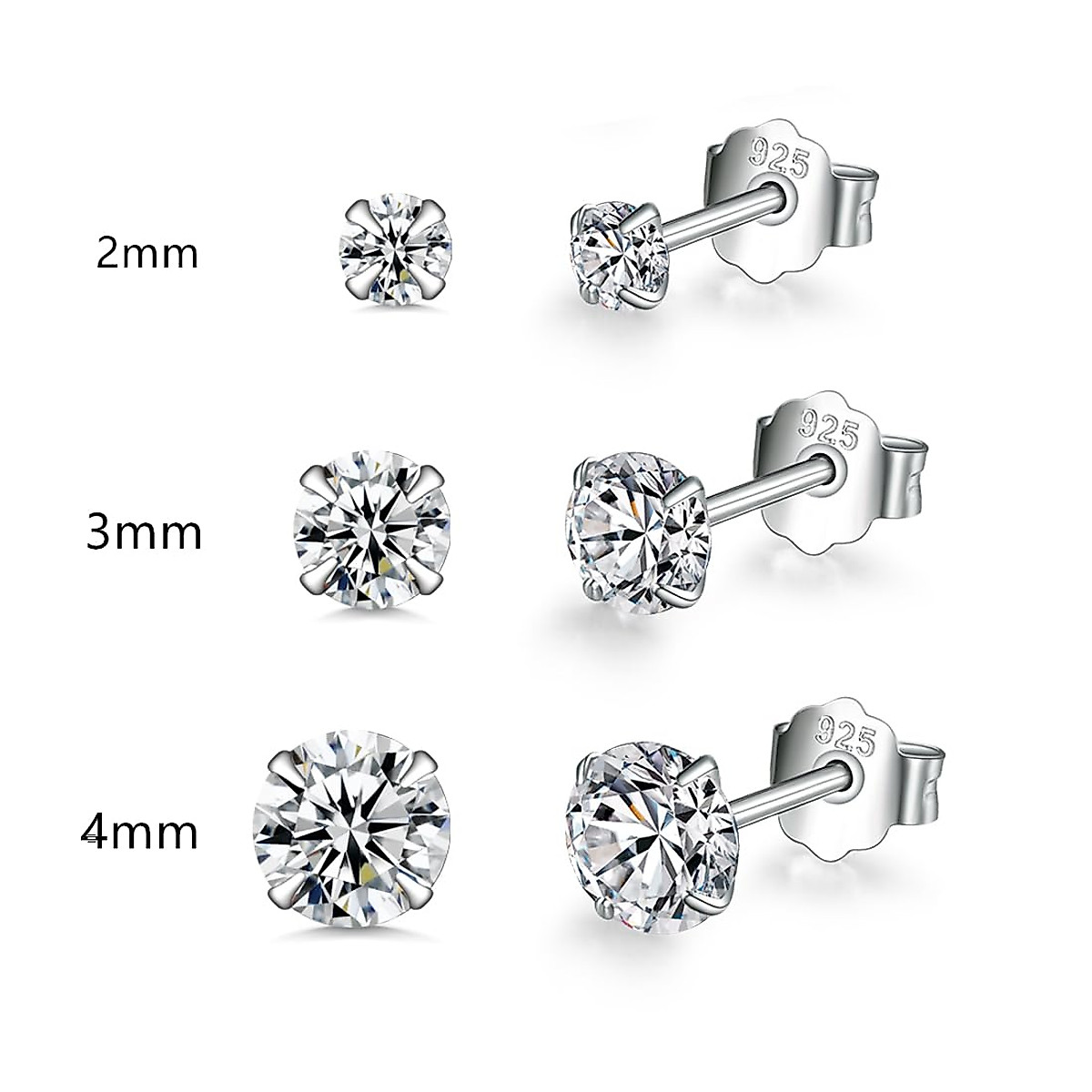 Sterling Silver Hoop Earrings | Sterling Silver Stud Earrings for Women - 6 Pairs Hypoallergenic Tiny Cubic Zirconia Stud Earrings Set & Cartilage Earring Hoops