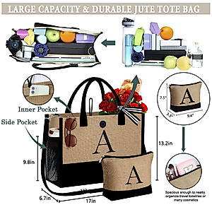 YOOLIFE Mothers Day Gifts for Mom - Personalized Gifts for Women Her Letter Initial Beach Tote Bag Mom Birthday Gifts Best Friend Birthday Gifts for Wife Daughter Sister Mom Women Gifts Ideas Letter M