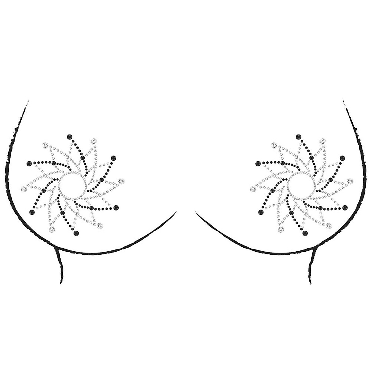 LUOEM Acrylic Nipple Covers Rhombus Shape Breast Face Jewels Acrylic Tears Gem Stones Bindi Chest Stickers (White Black)