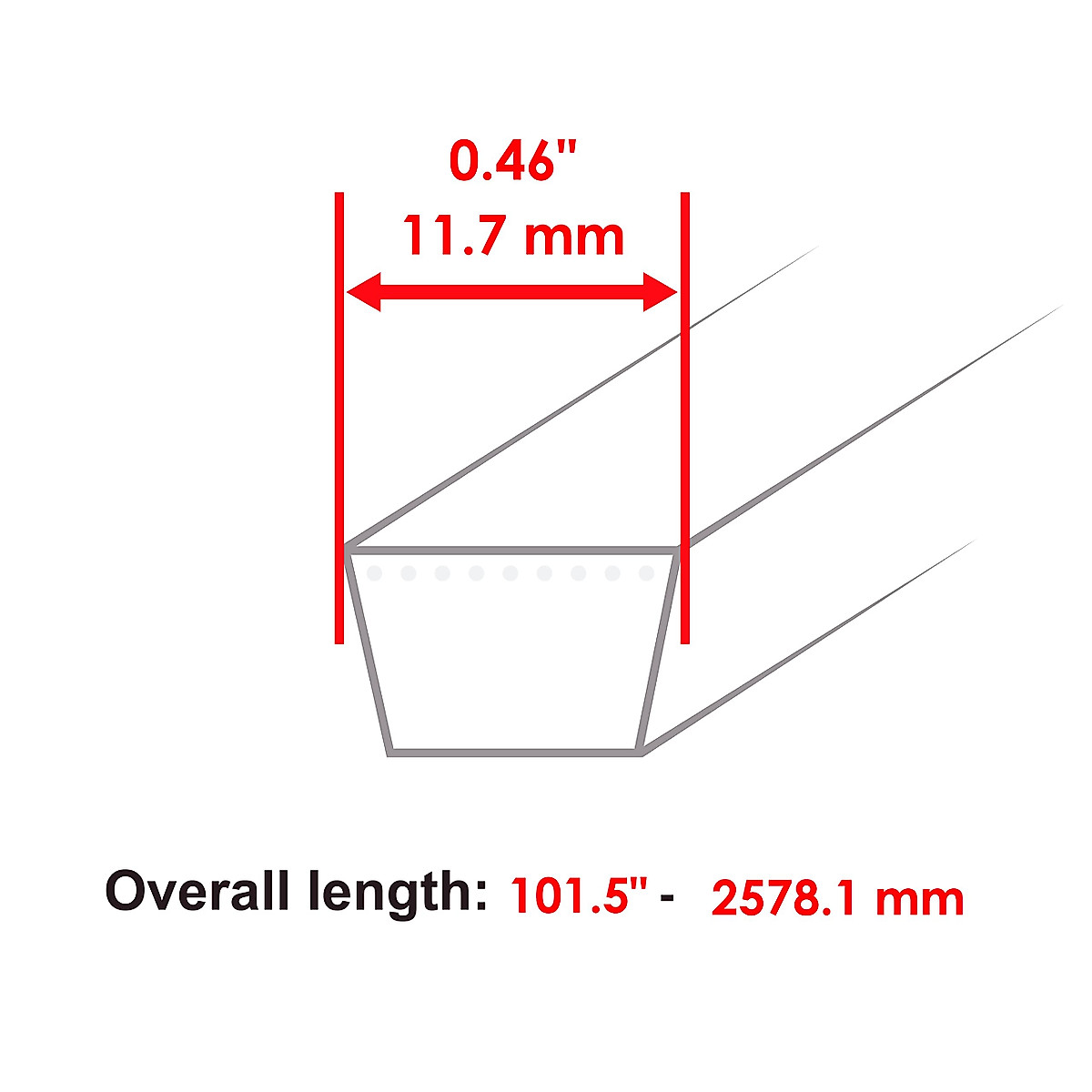 Caltric Deck Belt Compatible with Husqvarna YTH23V42 YTH18542 598559101 532429636 1/2" X 101.5" 42"Deck