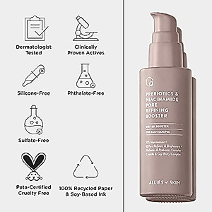Allies of Skin Prebiotics & Niacinamide Pore Refining Booster: 10% Niacinamide, Goji Berry, Lysophosphatidic Acid. Pore Reducing Serum. Firms & Brightens. Strengthens Skin Barrier 1.7 oz / 50 ml