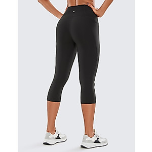 CRZ YOGA Womens Butterluxe Workout Capri Leggings with Pockets 19 Inches - High Waisted Crop Gym Yoga Pants Buttery Soft Black Small