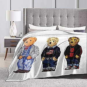 Boutique Throw Blanket -Bro Polo Bear Super Soft Fleece Throw Blankets,Fuzzy Plush Blanket Oversized,Thin Lightweight Blanket for All Season 80"x60" Adult