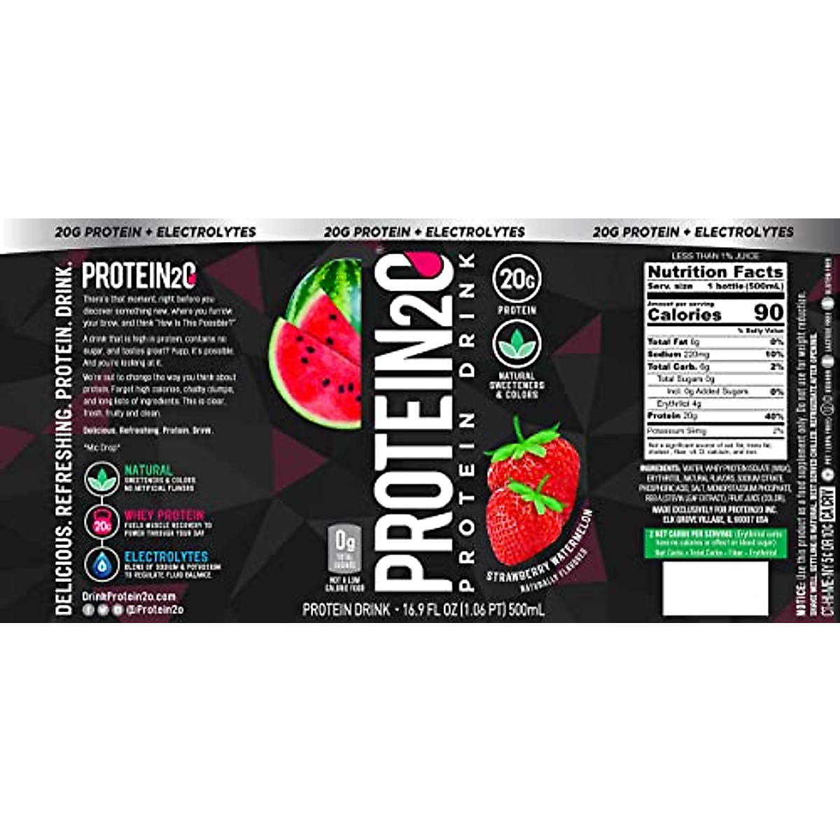 Protein2o 20g Whey Protein Isolate Infused Water Plus Electrolytes, Sugar Free Sports Drink, Ready To Drink, Gluten Free, Lactose Free, 20g Variety Pack, 16.9 Fl Oz (12 Count)