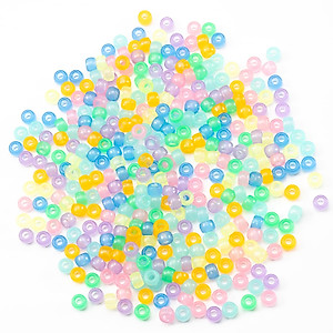 1000 Pcs Acrylic 9 Color Pony Beads 6x9mm Bulk Glow in The Dark