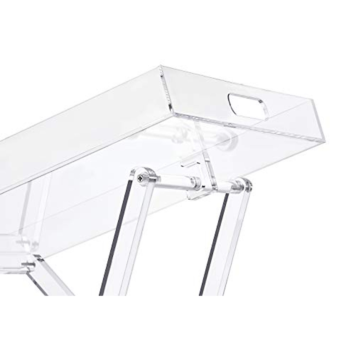 LIKENOW Furniture Acrylic Folding Tray Table,Acrylic Side Table,Acrylic End Table,Clear,Modern,19x13 inch,23 inch High