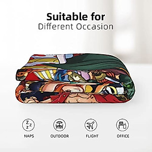 Japanese Anime Cartoon Straw Hat Pirates Throw Blanket Flannel Soft Cozy Warm Lightweight Blanket for Home Bedding Living Room Sofa Couch Bedroom Decor Bed Blanket 40X50