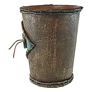 Ebros Gift Rustic Southwestern Old World Country Turquoise Bullseye with Branchwood Borders Faux Wood Bathroom Accessory Resin Sculpture (Dry Waste Basket Trash Bin)
