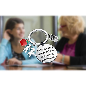 BAUNA School Counselor Keychain Counselor Gifts Behind Every Great School Is A Caring Counselor Gift for Principal Consultant (School Counselor Keychain)