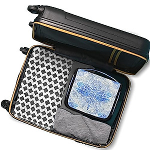 POFATO Blue Dragonfly Mandala Travel Toiletry Bag Cosmetic Makeup Bag for Women Men Hanging Hook Wash Toiletries Portable Toiletry Bags Organizer