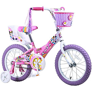 Titan Girl's Flower Princess BMX Bike for 4-9 Years Girls with Training Wheels 16 Inch Kids Toddler Bicycle with Utility Basket & Streamers - Pink