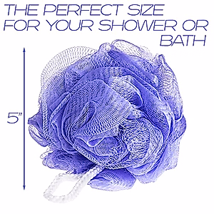 Nicole Miller Loofah Sponge Set | Exfoliating Bath & Shower Poufs Body Scrubber, 6 Pack, with Mesh Bag (Pastels)