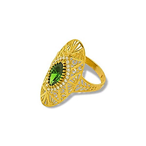 TOUSIATTAR 14k Yellow Gold Filigree Ring Band – Color Stone Diamond Cut CZ Ring – Nice Jewelry Gift for Women and Her (7)