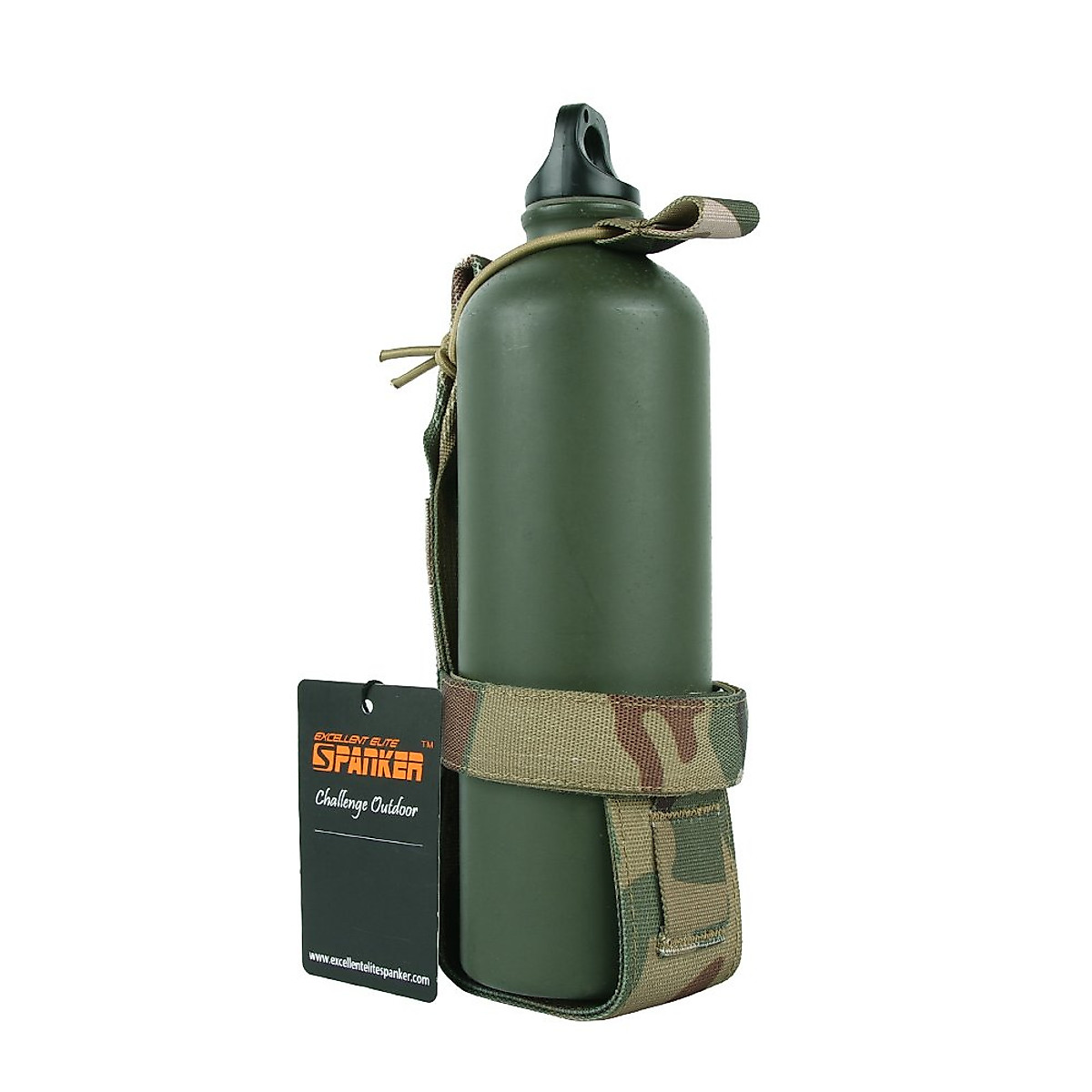 EXCELLENT ELITE SPANKER Tactical Military Portable Belt Bottle Holder Pouch Molle Adjust EDC Water Bottle Carrier for Hunting Walking Running Traveling (Multicam)