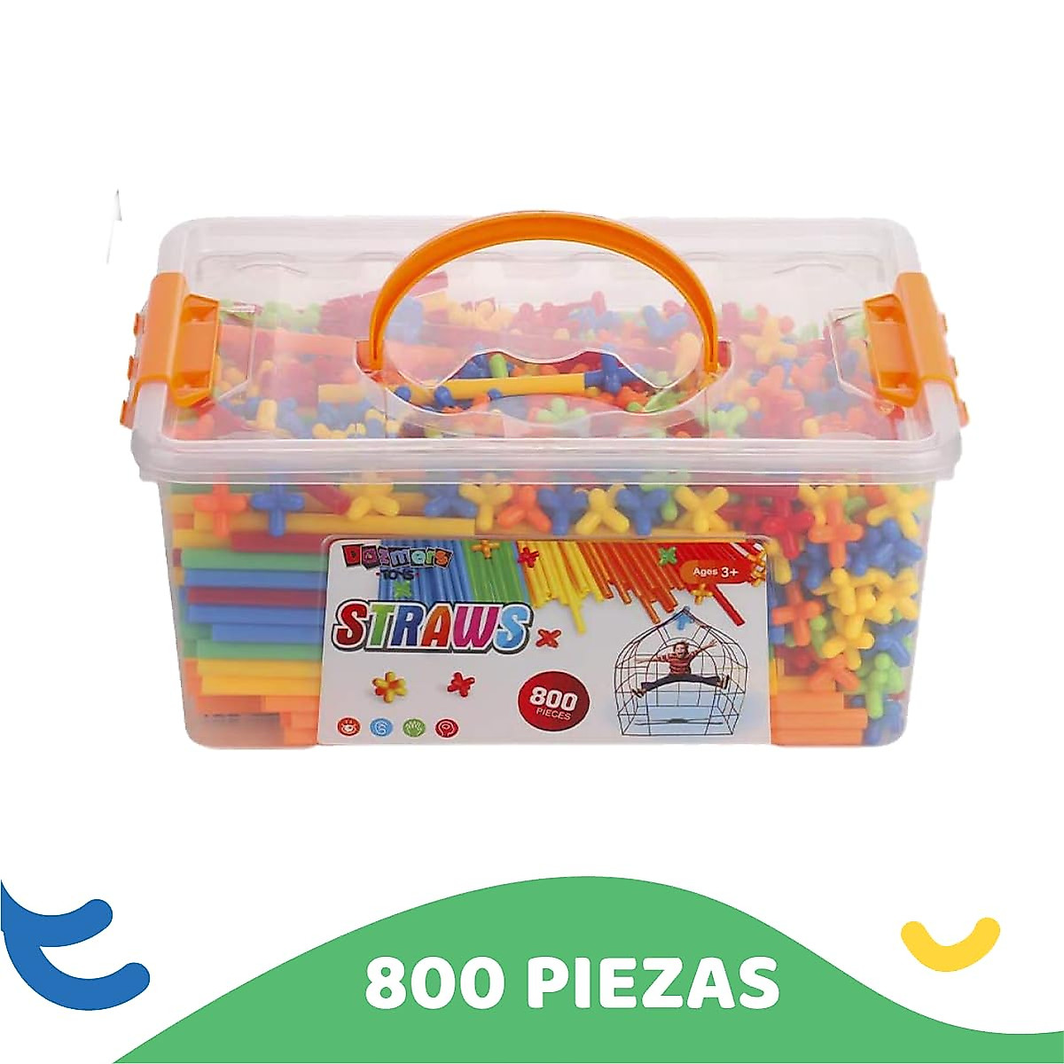 Dazmers Building Sticks for Kids - Straws and Connectors Builders Set - STEM Construction Building Toys - Educational Interlocking Sticks - Connecting Tubes - Building Straws Activities (800 Pieces)